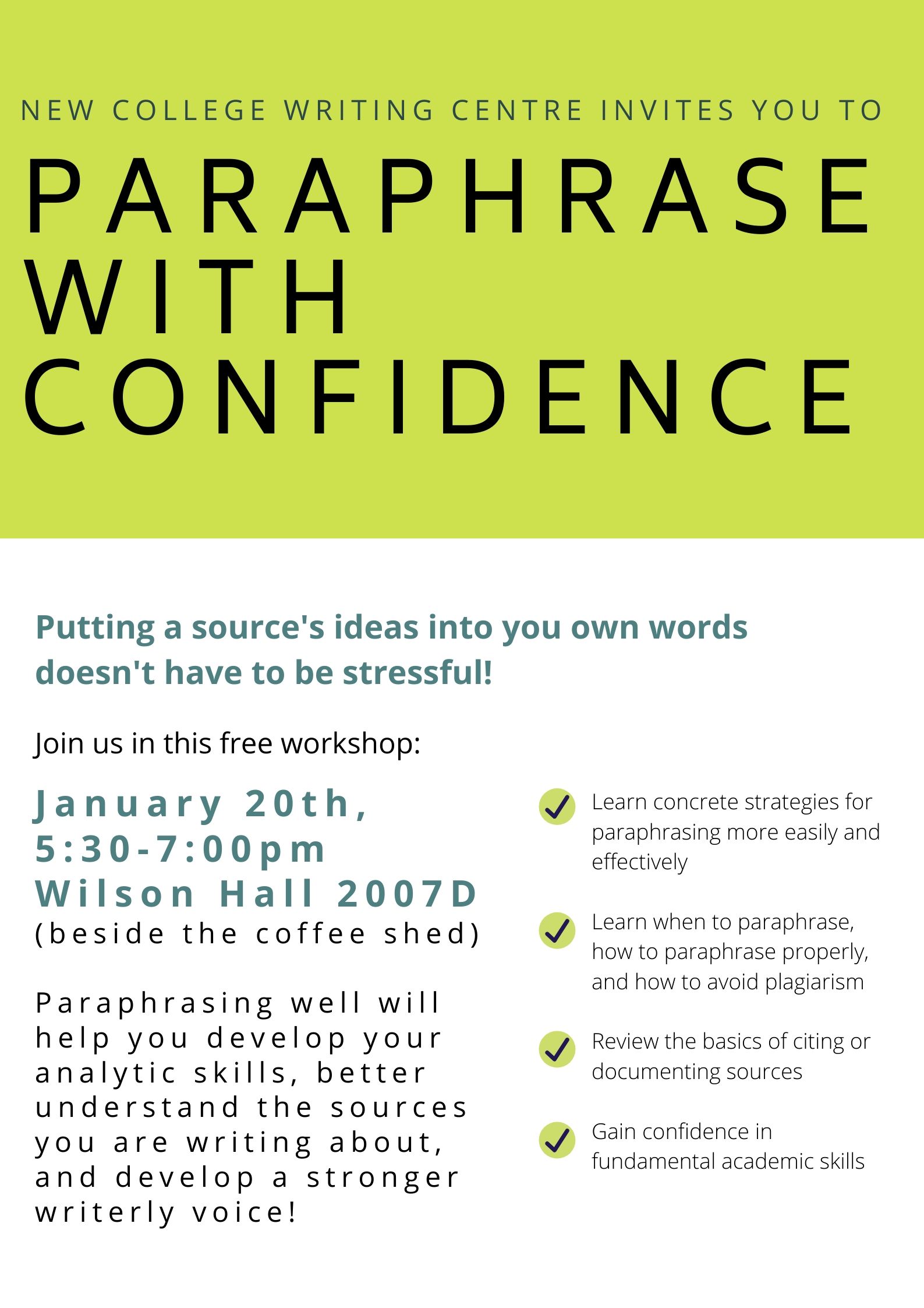 Paraphrase with confidence! - New College